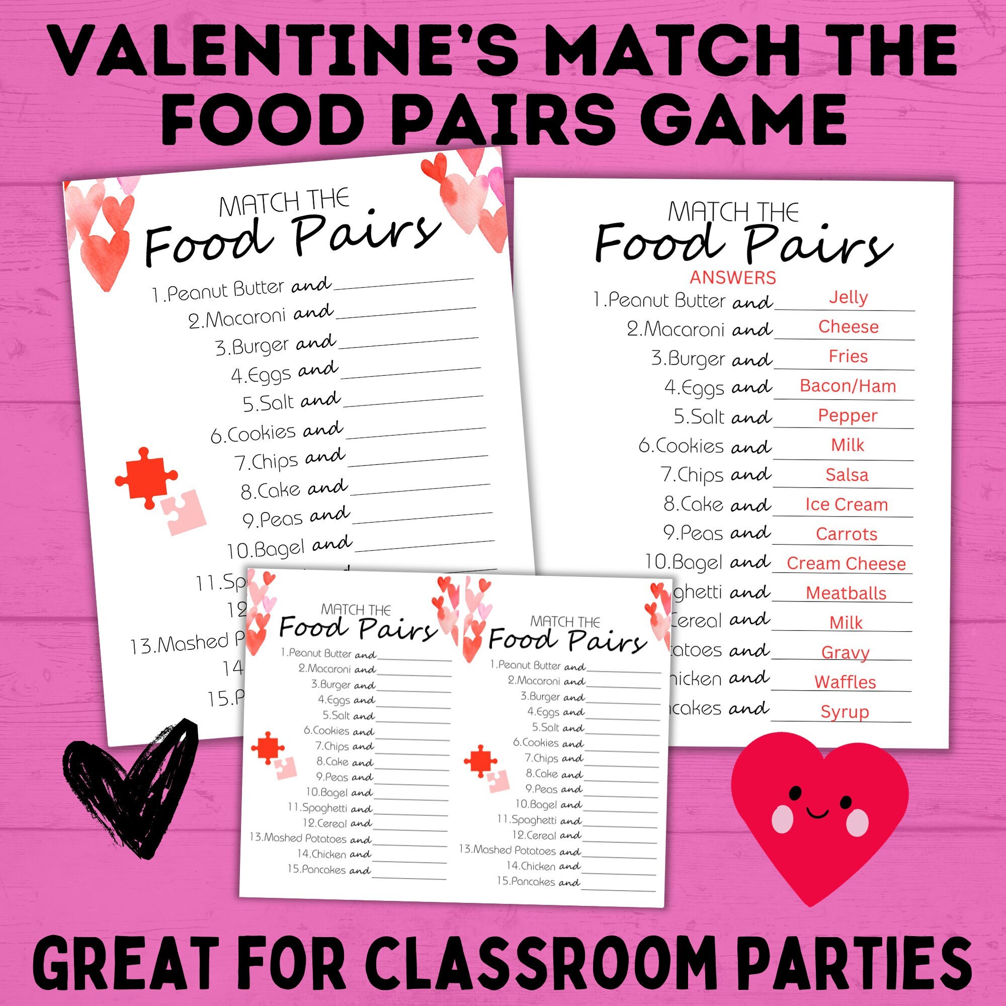 Valentine&#039;s Day Games | Valentine&#039;s Day Match Game | Food Pairs Game ...