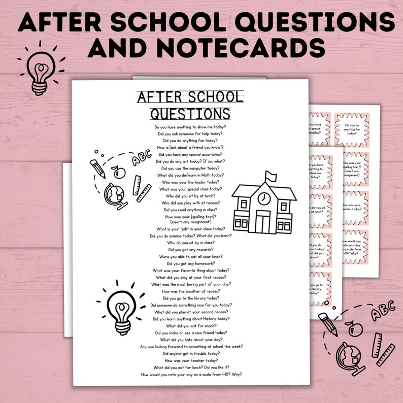 After School Questions for Kids | Kids Questions | Kids Notecards ...
