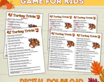 Turkey Trivia Activities Game Printable Thanksgiving Quiz Family ...