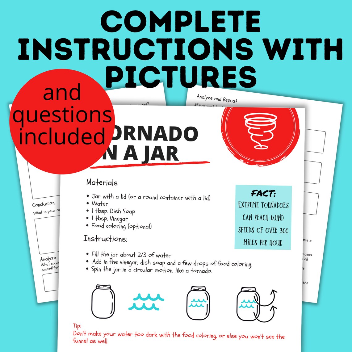 Tornado in a Jar Science Experiment for Kids | Easy Science for Little ...