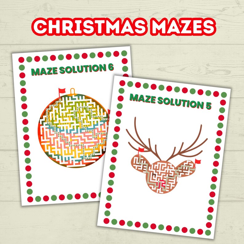 Printable Christmas Mazes for Kids and Classroom, Party Game, Holiday ...