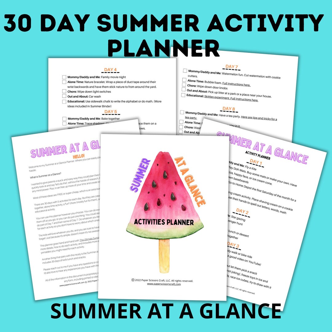 Summer Activity Planner for Kids | Summer Planner | Summer Activities ...