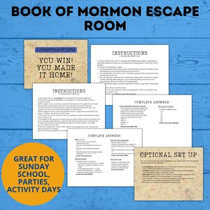 Book of Mormon Escape Room for Kids Ages 8-12 | Book of Mormon Games ...
