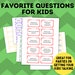 What's Your Favorite Questions for Kids Cards | Question Cards for Kids ...