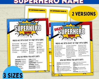 What is Your Superhero Name Game Instant Download, Instant Printable ...