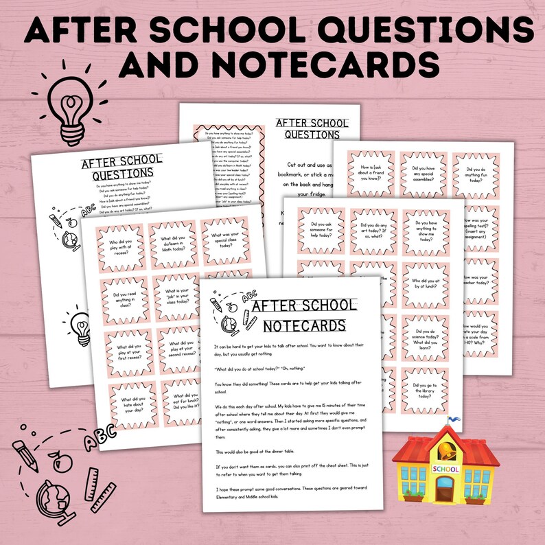 After School Questions for Kids | Kids Questions | Kids Notecards ...