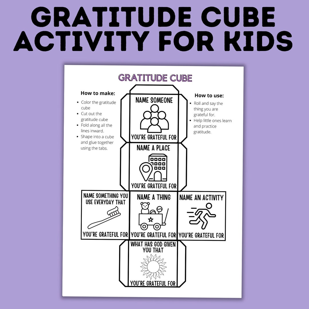 Gratitude Cube, Gratitude Game for Kids, Thankful Kids Activity ...
