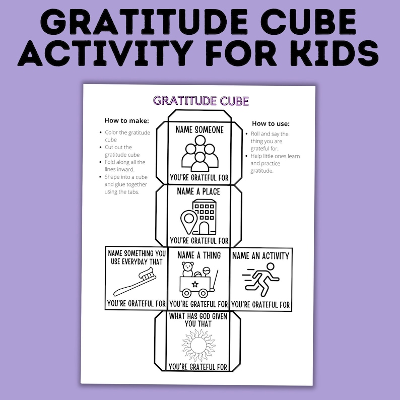 Gratitude Cube, Gratitude Game for Kids, Thankful Kids Activity ...