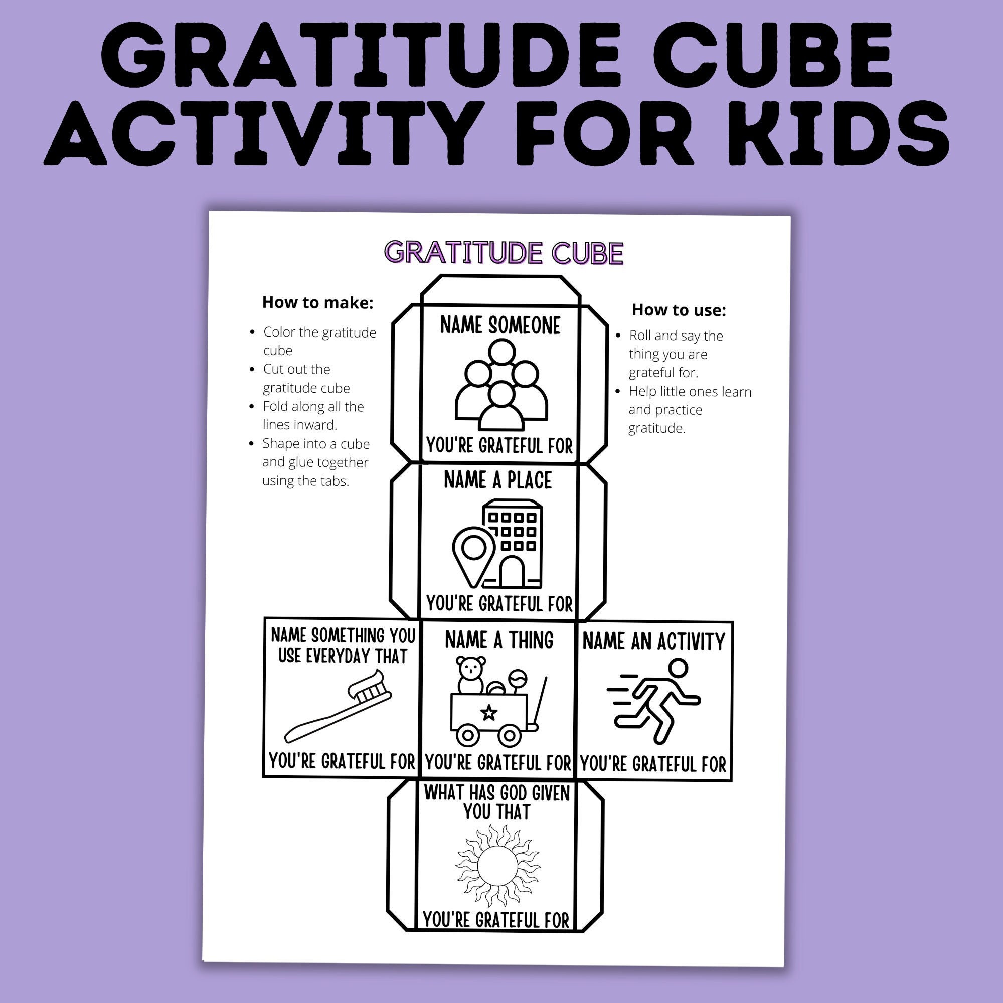 Gratitude Cube | Gratitude Game for Kids | Teach Kids Gratitude | Kids ...