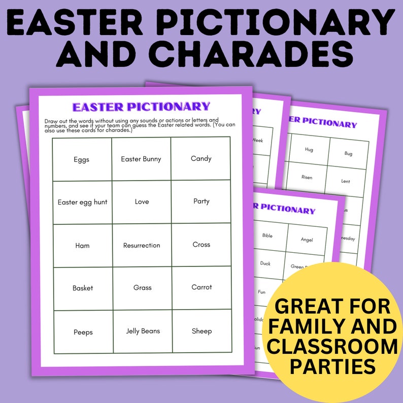 Easter Pictionary and Charades for Kids | Easter Games | Easter ...