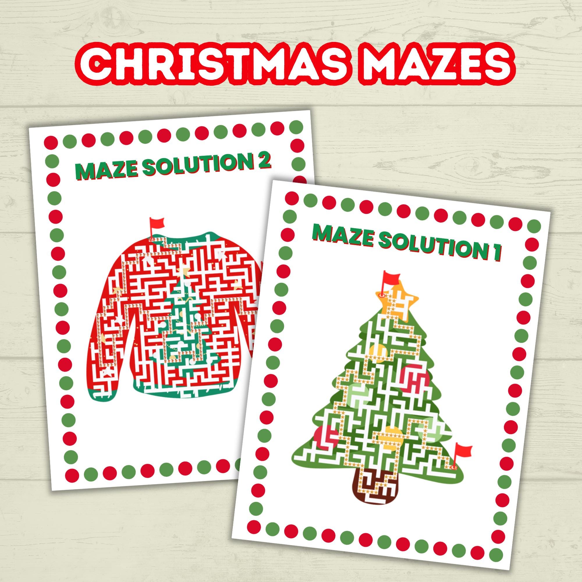 Printable Christmas Mazes for Kids and Classroom, Party Game, Holiday ...