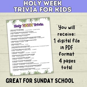 Holy Week Trivia Game for Kids: LDS Easter Activity (digital Download ...