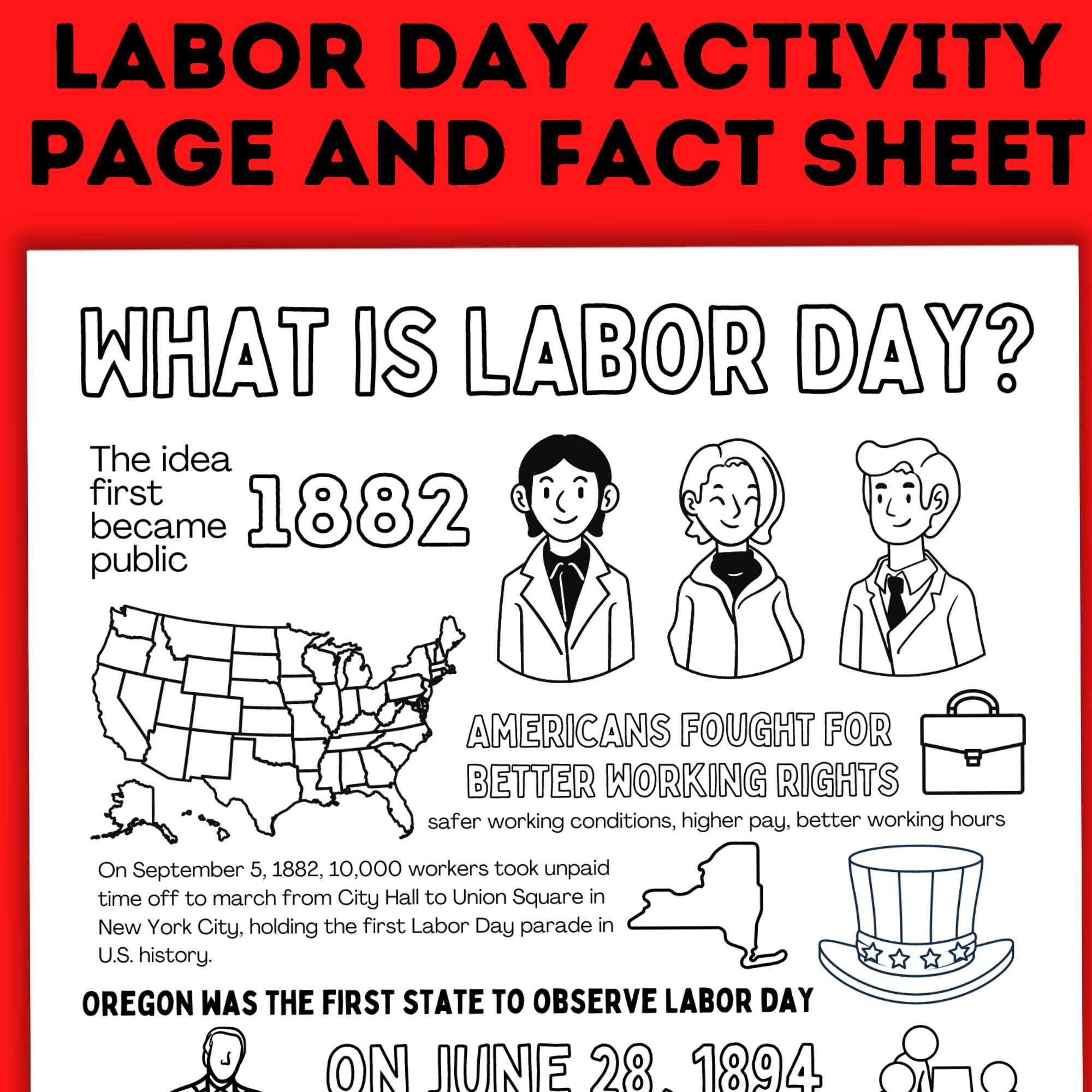 Labor Day Activity Page and Fact Sheet | Kids Activity Page | Kids ...