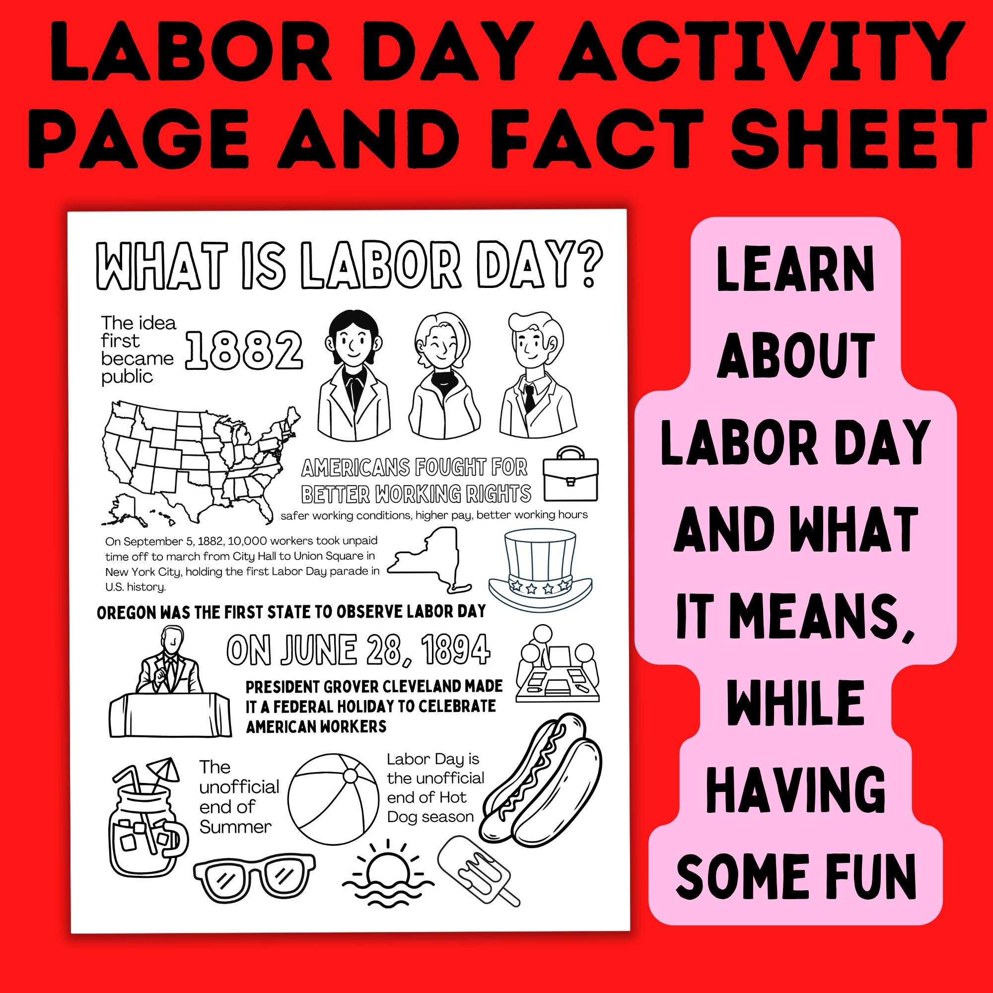 Labor Day Activity Page And Fact Sheet Kids Activity Page Kids Labor Day Activity Page And Fact Sheet Kids Activity Page Kids