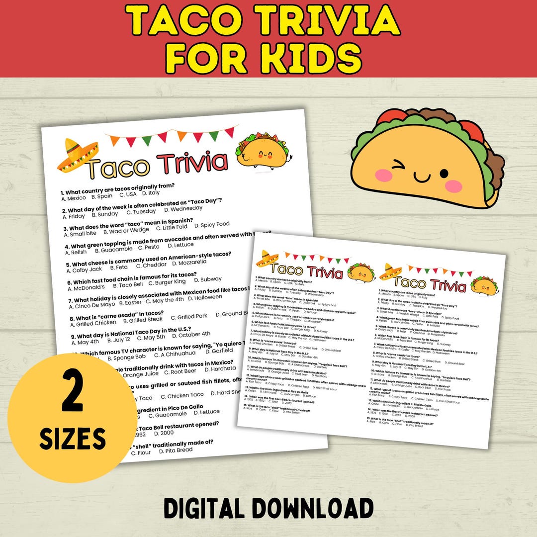 Taco Trivia Game | Taco Party | Fiesta Games | Party Games | Kids Games ...