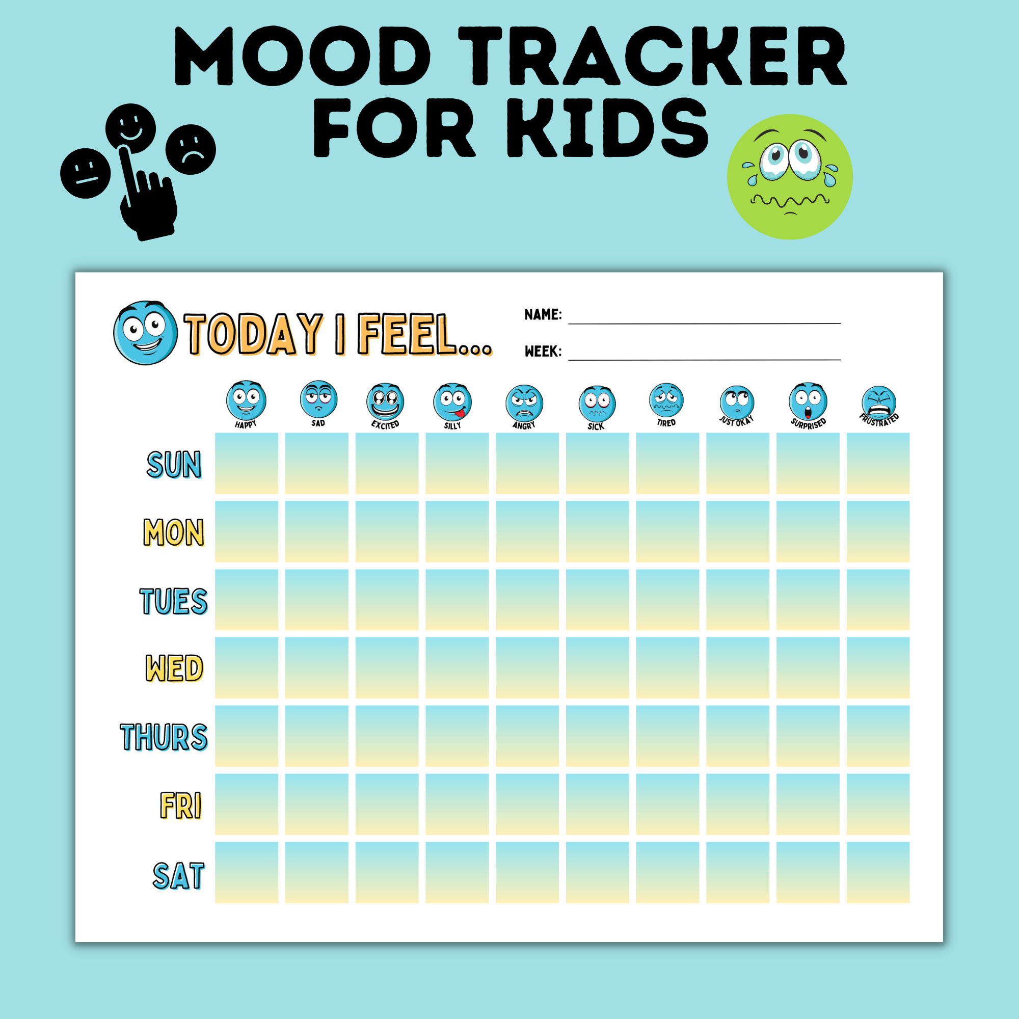 Kid's Mood Tracker | Track Mood | Mood Calendar | Mood Chart | Emotions ...