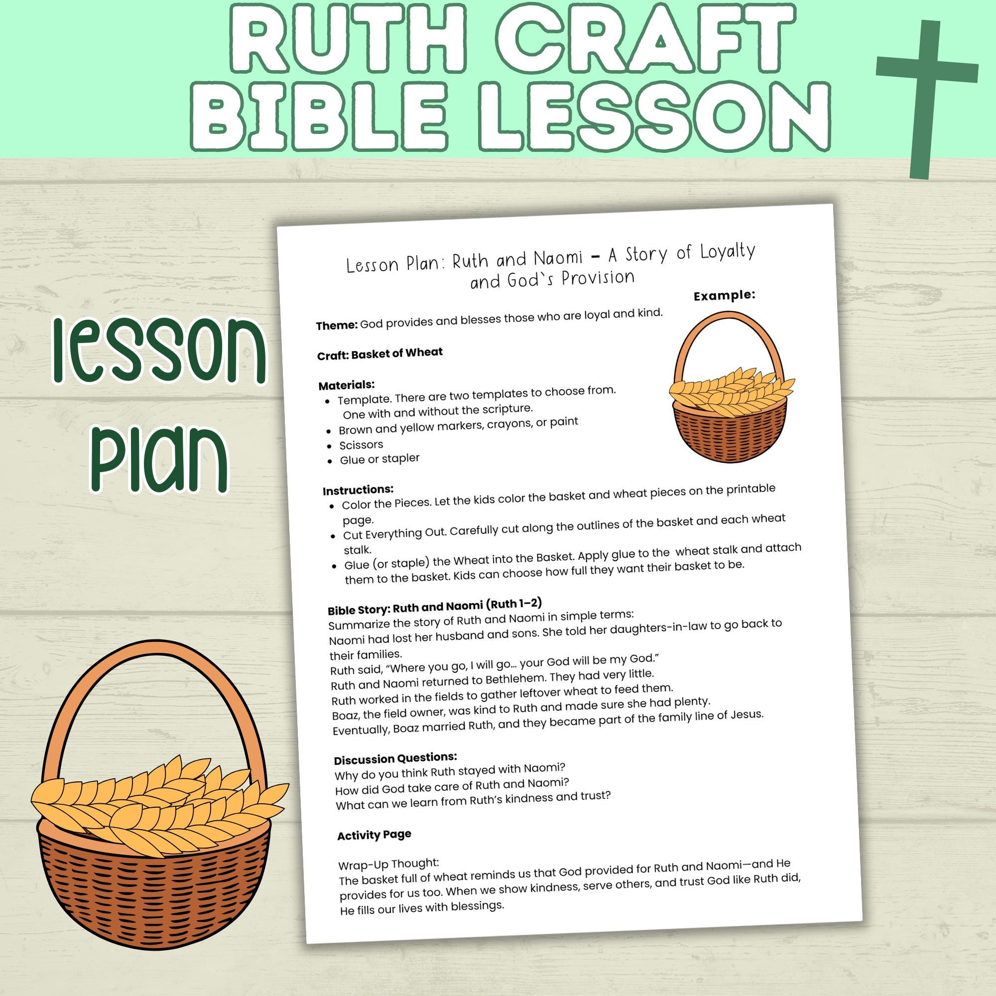 Ruth and Naomi Bible Character Lesson Activity Page Kids, Sunday School ...