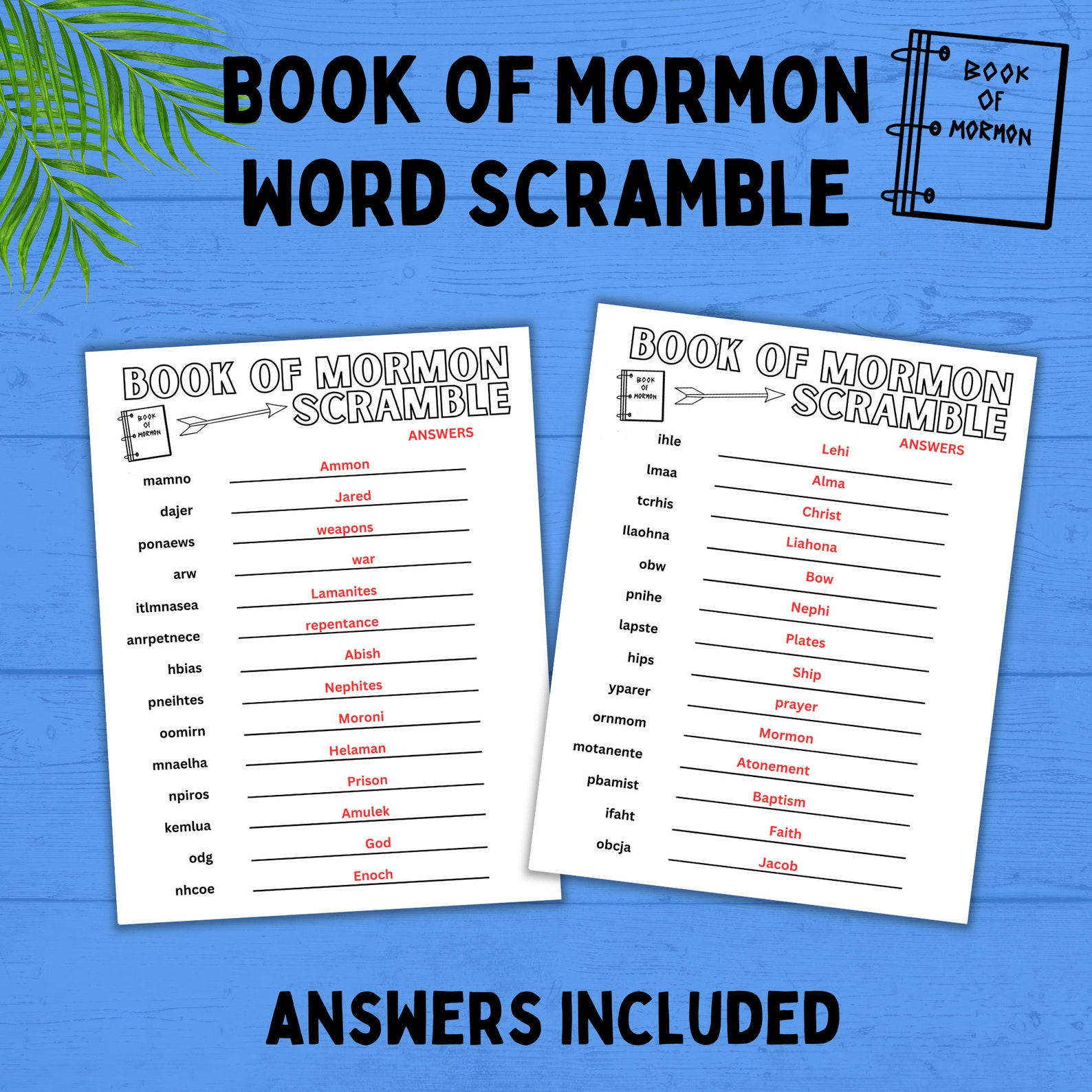 Book of Mormon Word Scramble for Kids | Kids Activities | Kids ...