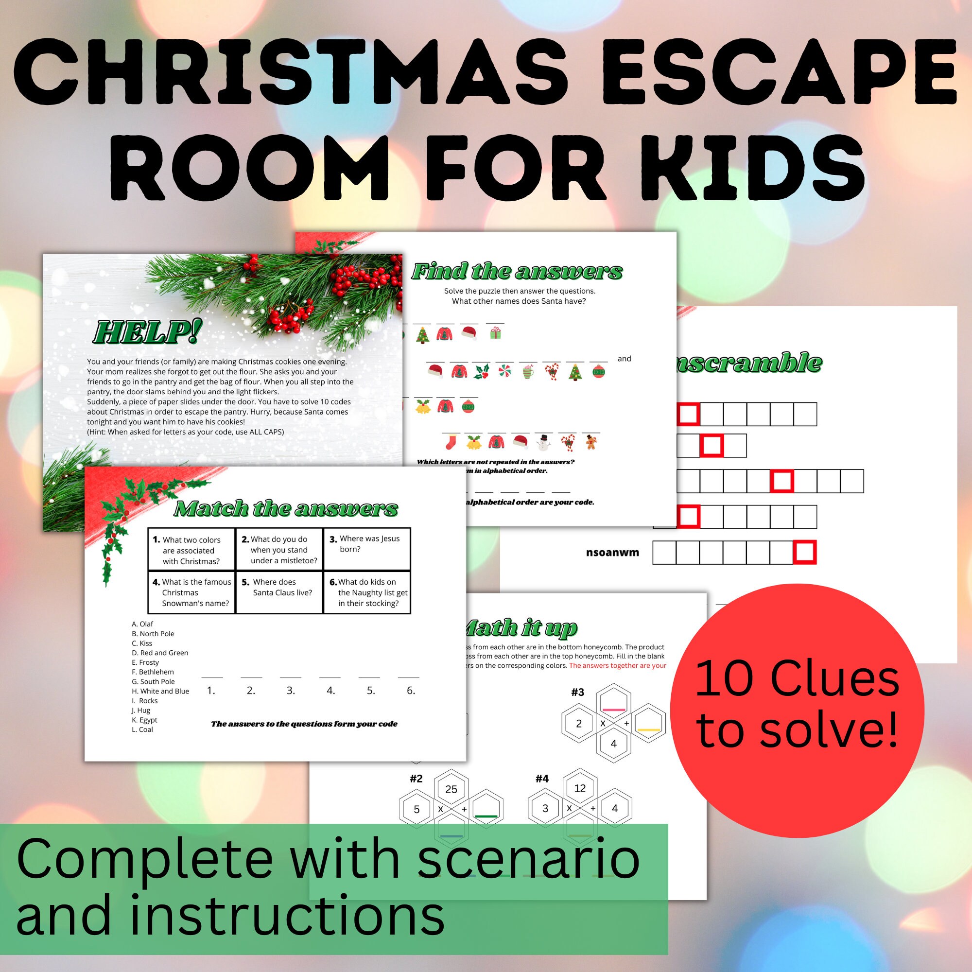 Christmas Escape Room for Kids Christmas Games for Kids Kids Games ...