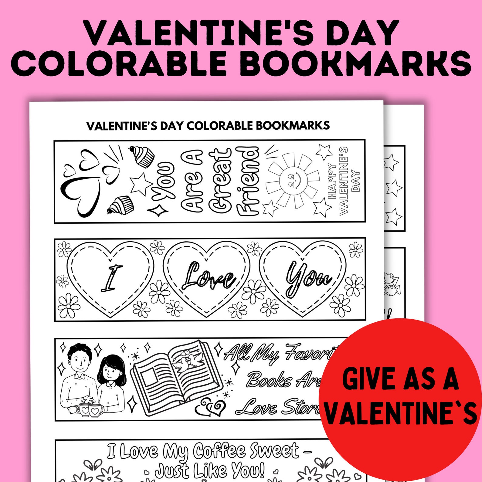 Valentine's Day Bookmarks for Kids | Coloring Bookmarks | Coloring ...