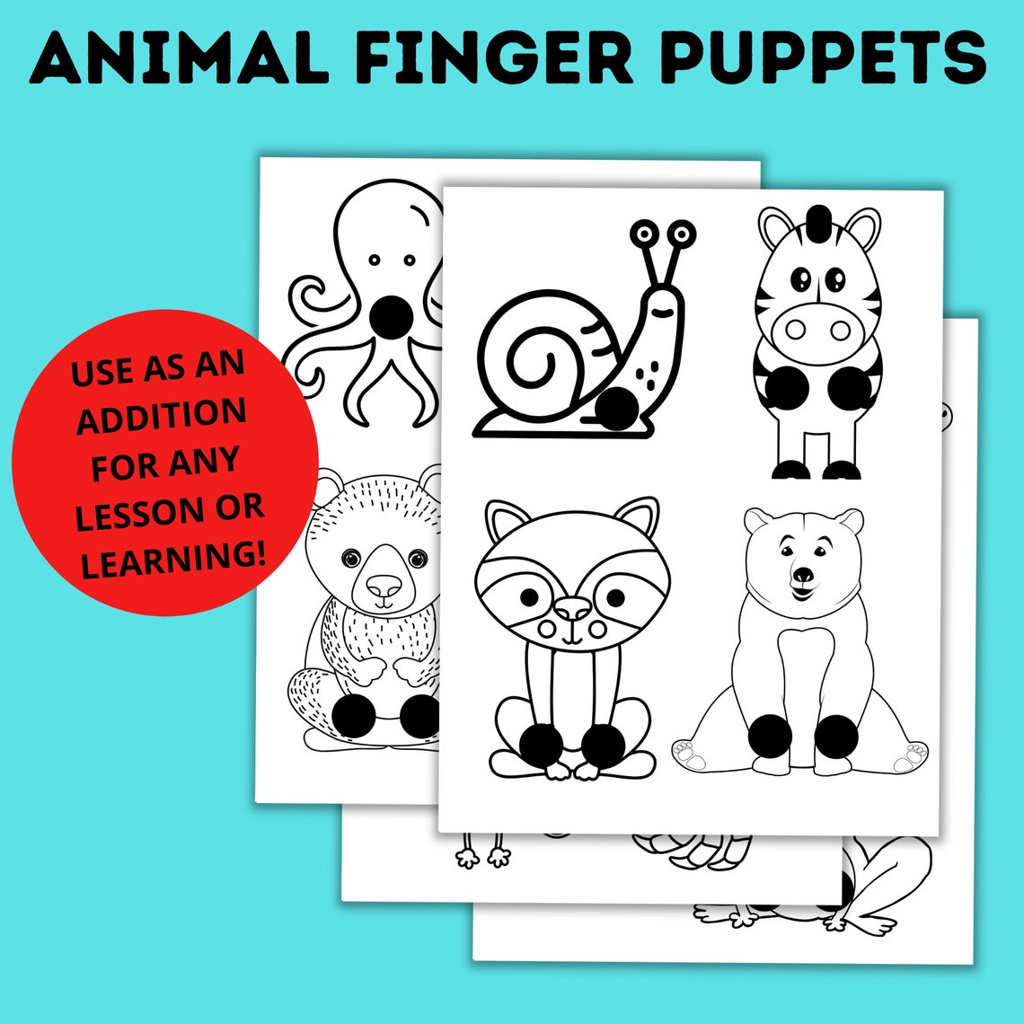 Animal Finger Puppets Paper Finger Puppets to Color - Etsy