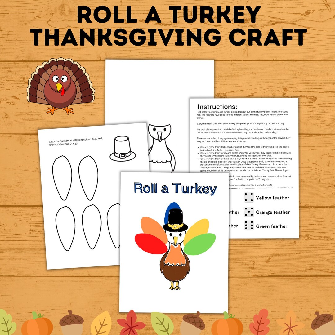 Roll a Turkey | Turkey Thanksgiving Game | Turkey Game | Game Printable ...