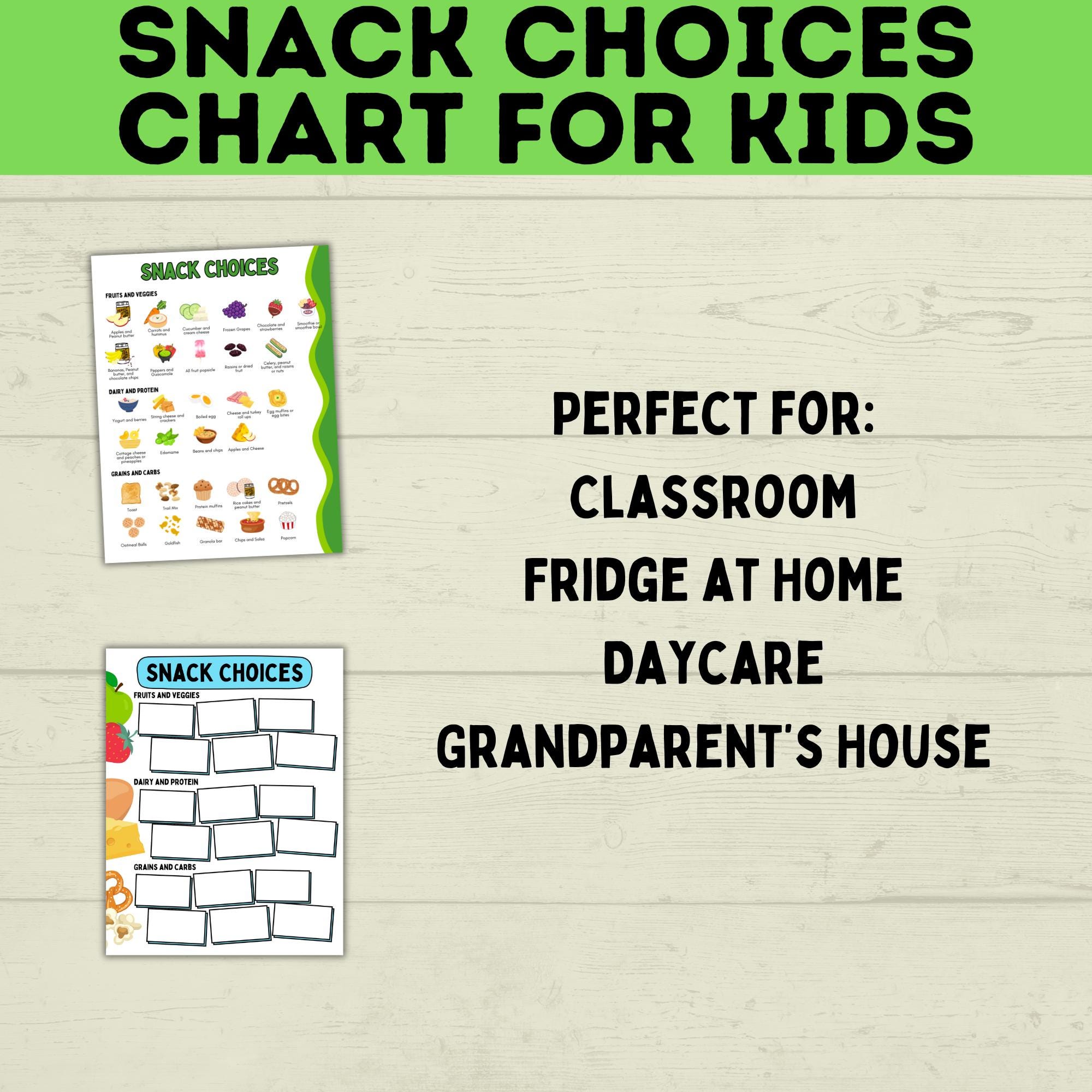Kid's Snack Chart | Snack Choices Chart | Snacks for Kids | Healthy ...