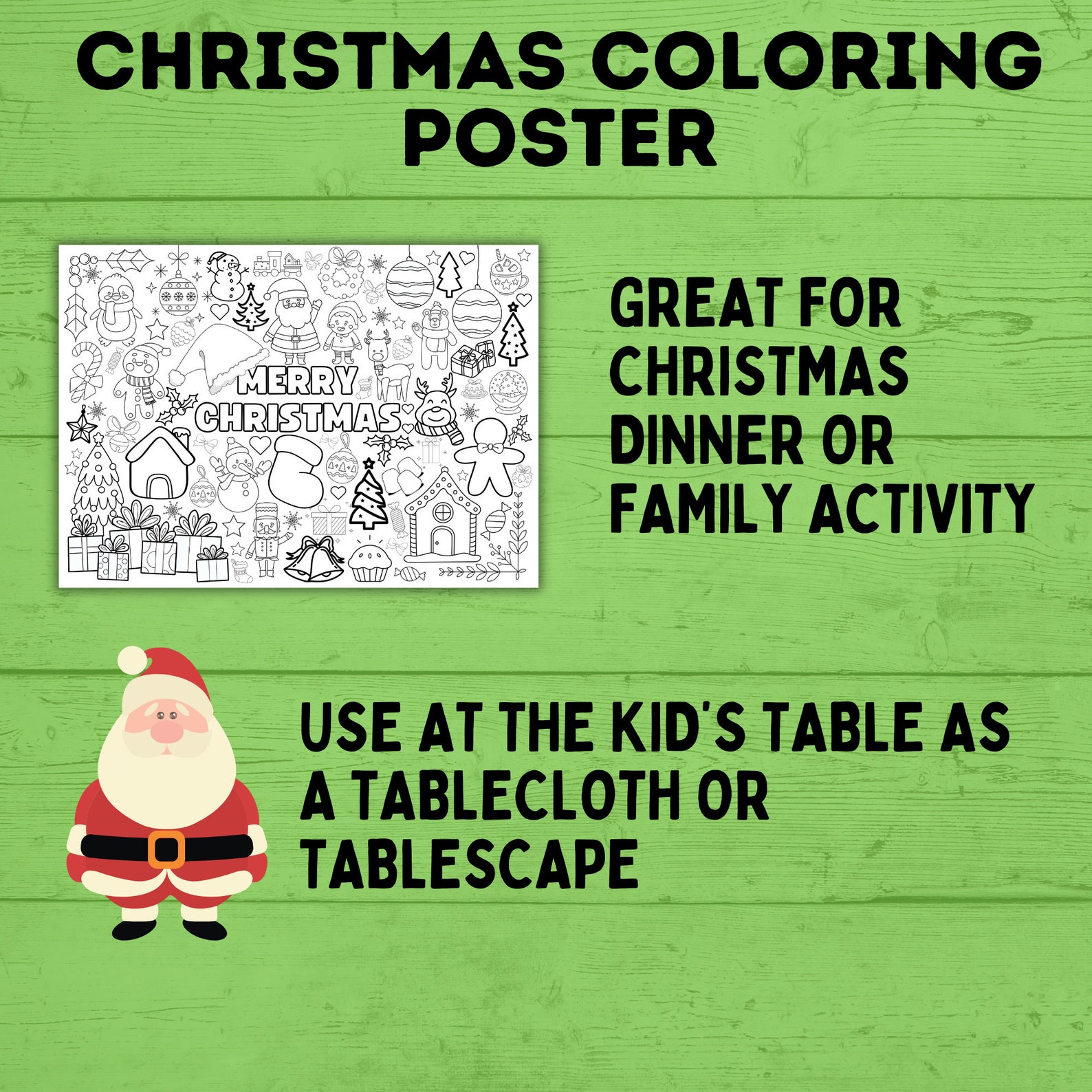 Christmas Coloring Poster for Kids | Coloring Pages for Kids | Kids ...