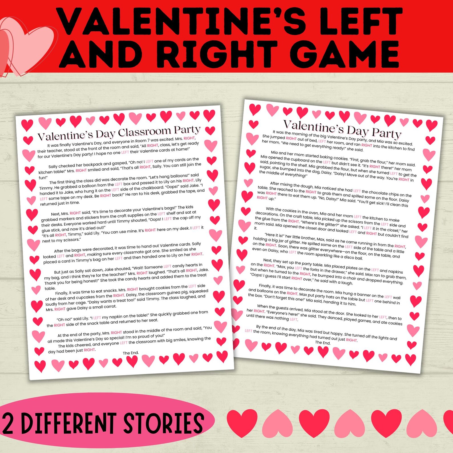Left Right Game, Pass the Prize, Valentine Exchange, Valentine's Day ...