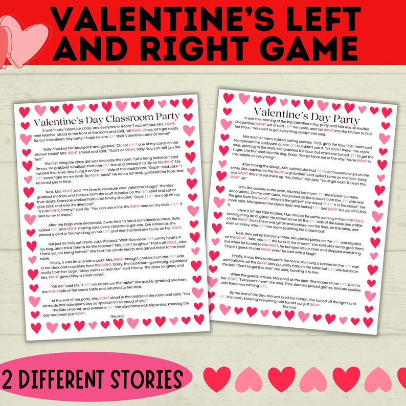 Left Right Game, Pass the Prize, Valentine Exchange, Valentine's Day ...