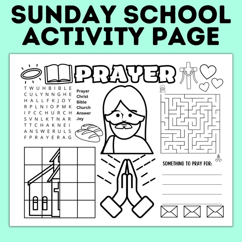 Prayer Activity Page for Kids Sunday School Activity Page Teach Kids to ...