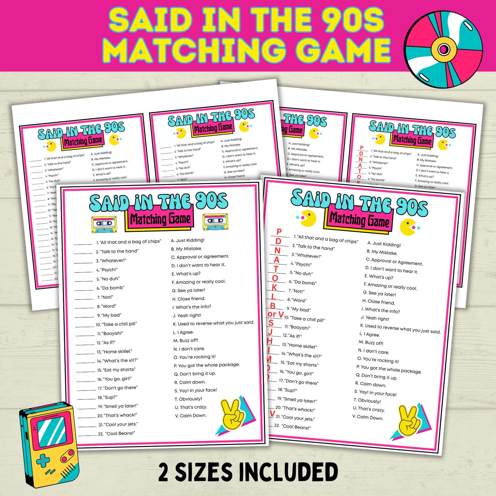 90s Games | 90s Birthday Games | 90s | 90s Party Games | Printable ...