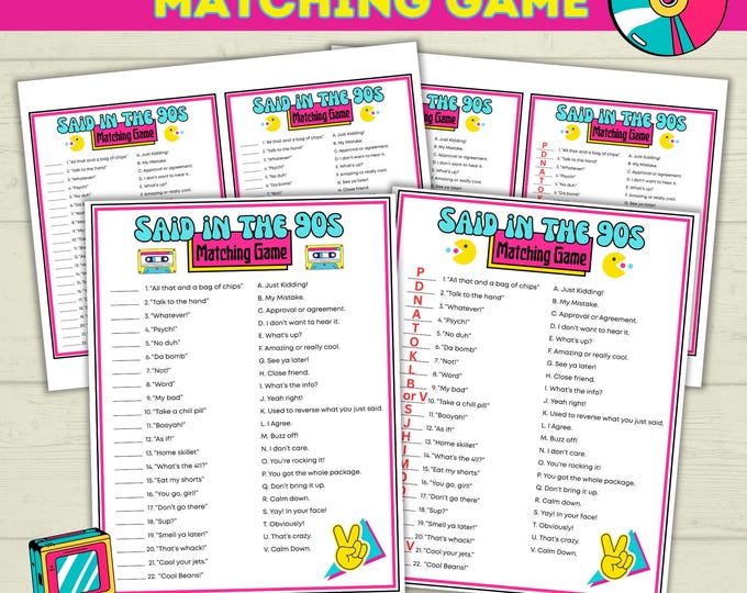 MASH Game Printable, 90's Theme Party, 90s Nostalgia, 90s Party Game ...