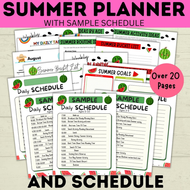 Summer Planner | Summer Schedule | Summer Activities | Summer Printable ...
