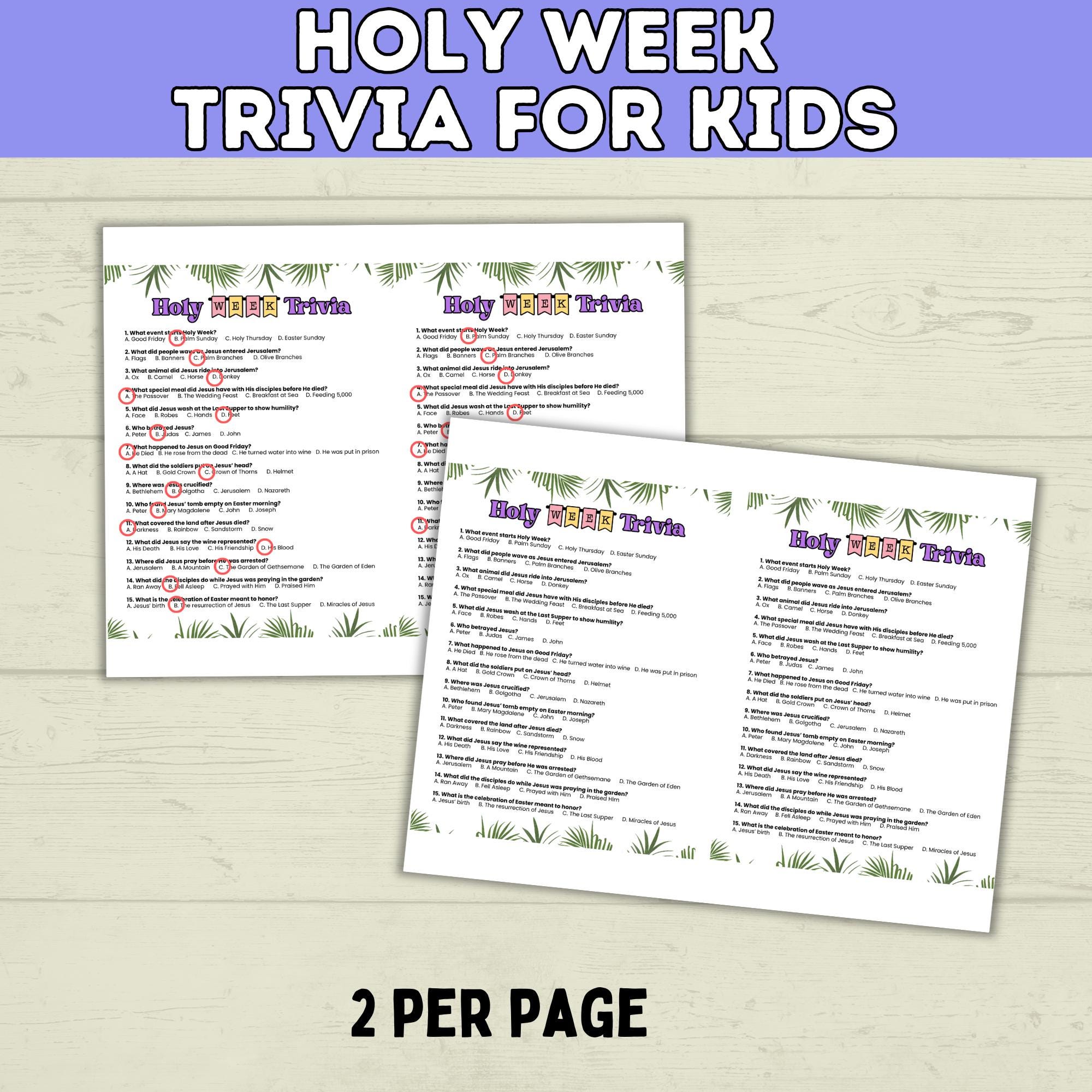 Holy Week Trivia Game for Kids: LDS Easter Activity (digital Download ...