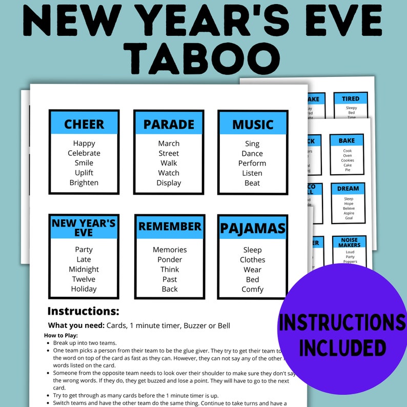 New Year's Eve Game | New Years Eve Pictionary and Charades for Kids ...