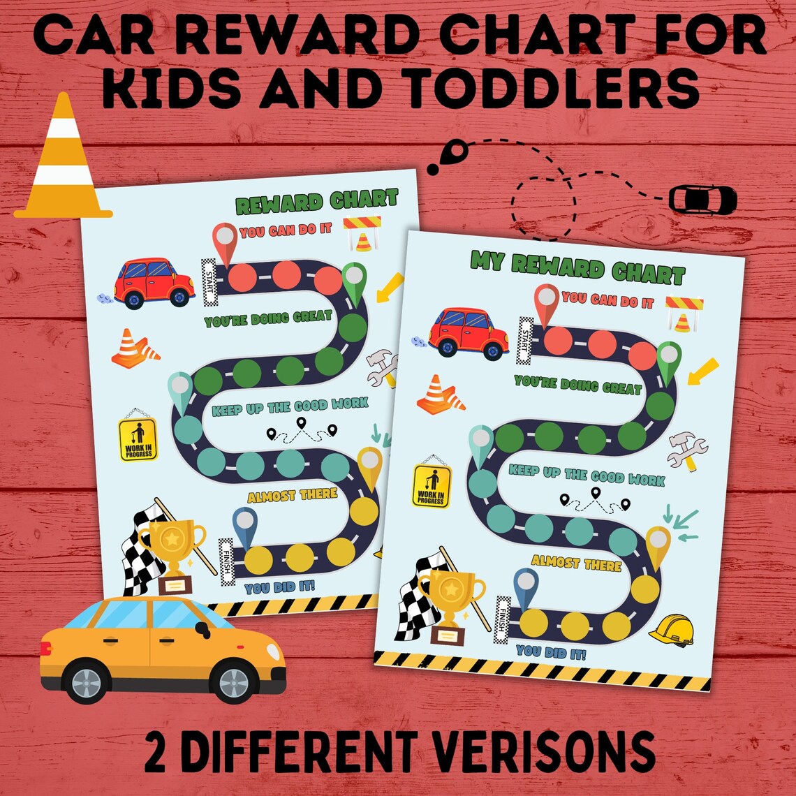 Car Reward Chart for Kids and Toddlers Reward Chart Chore Chart for ...