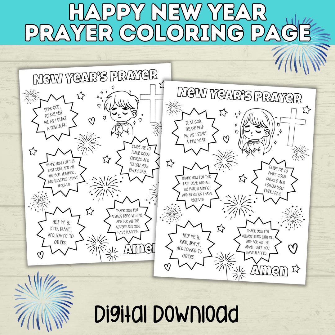 New Year's Eve Prayer Faith Coloring Page Printable, Digital Download ...