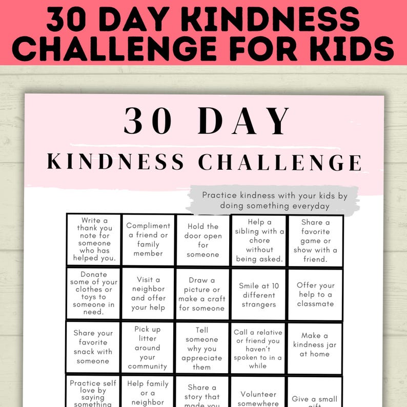 Kindness Challenge for Kids | Kids Challenge | Kids Printables | Kids ...