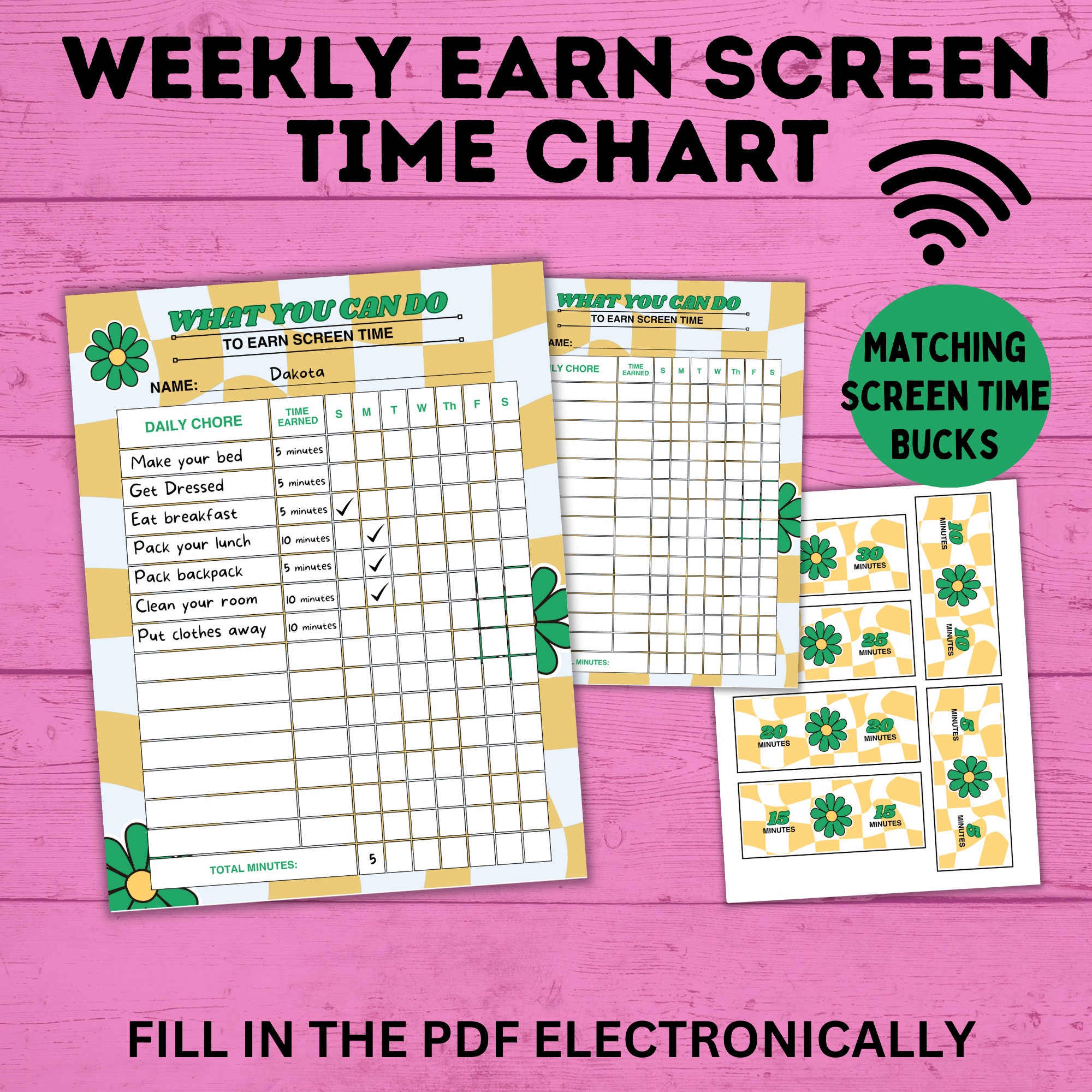 Weekly Earn Screen Time Chart for Kids | Screen Time Chart | TV Chart ...