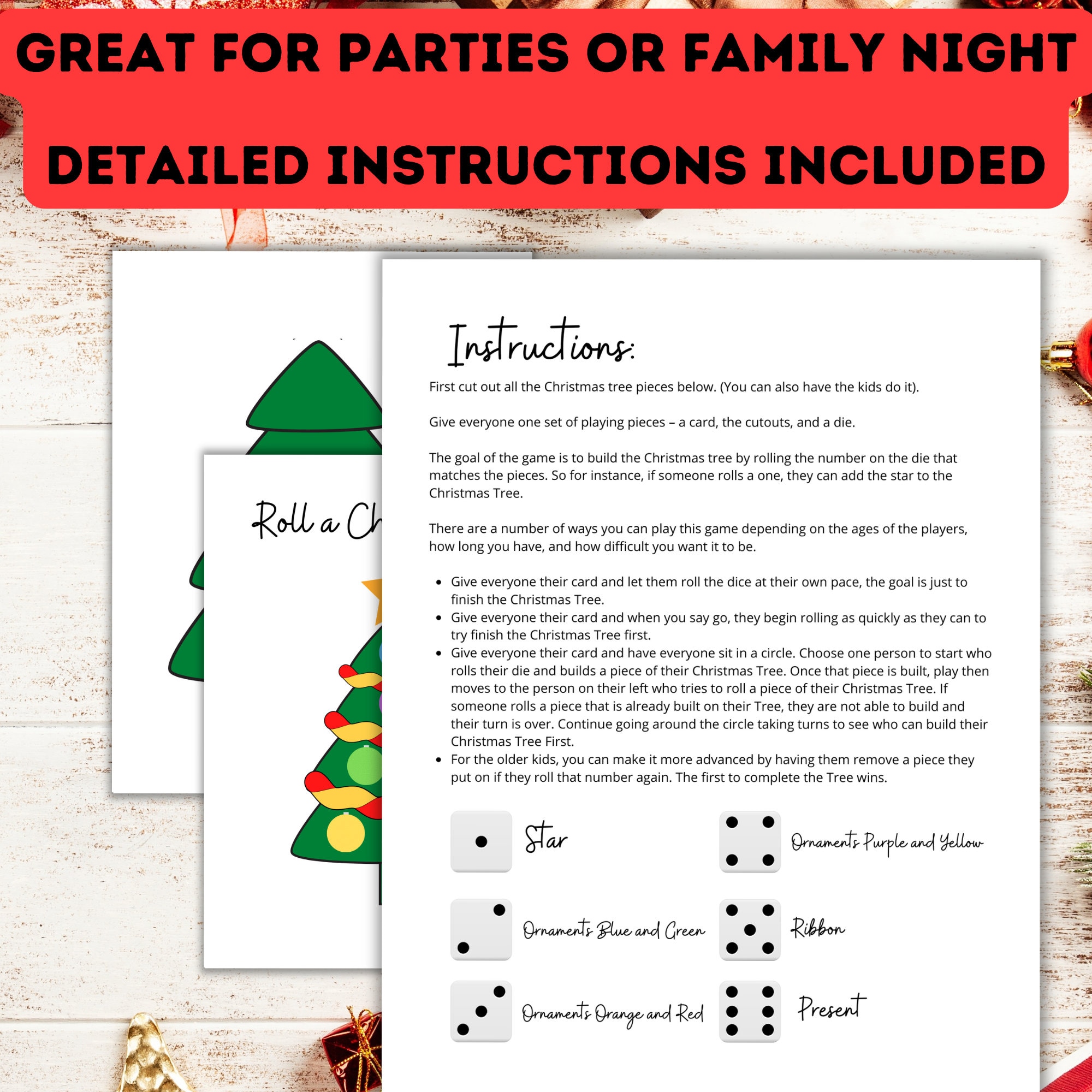 Roll a Christmas Tree Dice Game for Kids | Kids Game | Christmas Game ...