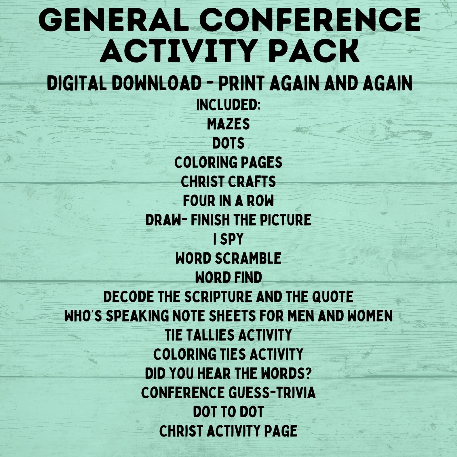 General Conference Activity Pack for Kids | Activity Pages for Kids ...