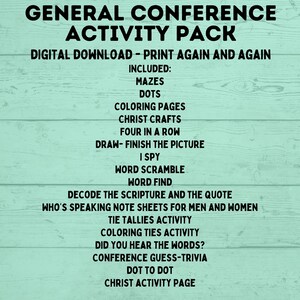 General Conference Activity Pack for Kids | Activity Pages for Kids ...