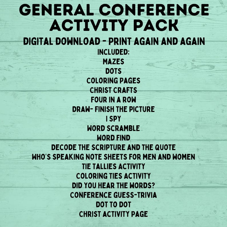 General Conference Activity Pack for Kids | Activity Pages for Kids ...