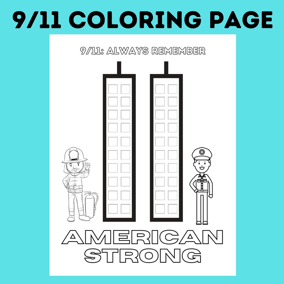9/11 Coloring Page | Remembering 9/11 for Kids | Nine - Eleven ...