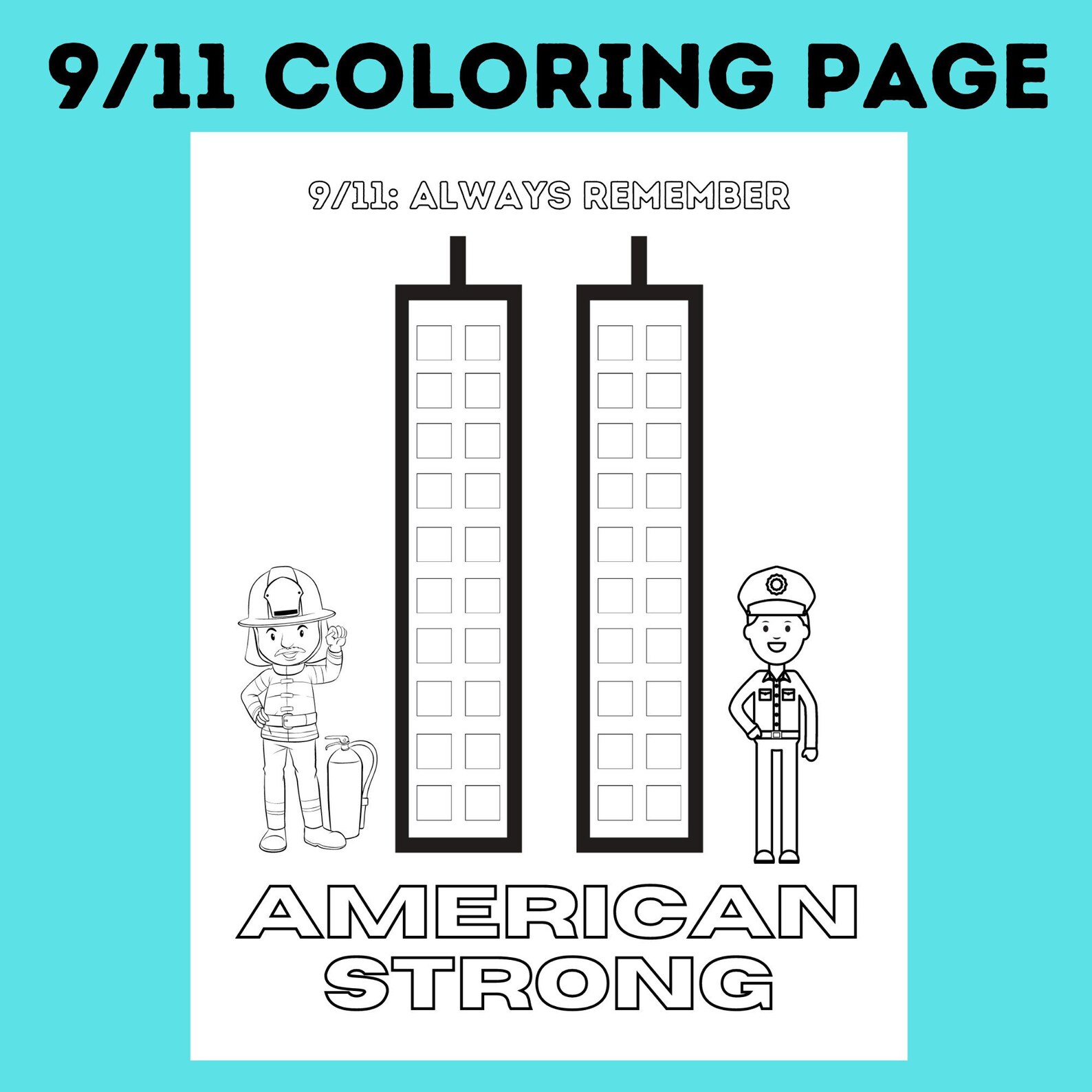 9/11 Coloring Page | Remembering 9/11 for Kids | Nine - Eleven ...