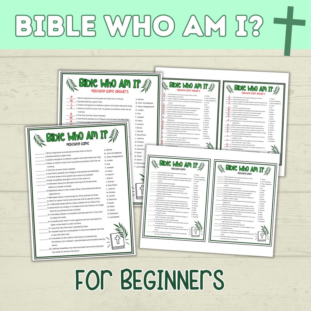 Bible Trivia Game: Who Am I? Christian Kids Activity (digital Download ...