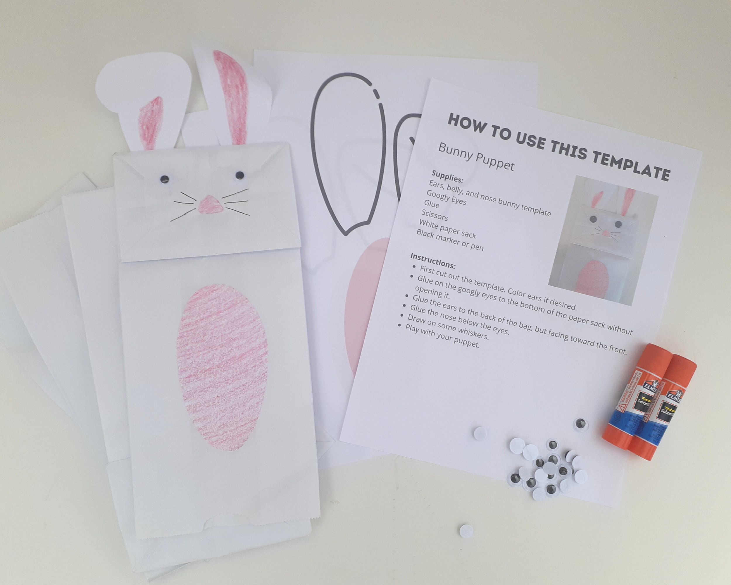 Easter Craft Pattern to Make an Adorable Bunny Puppet Easter for Kids ...
