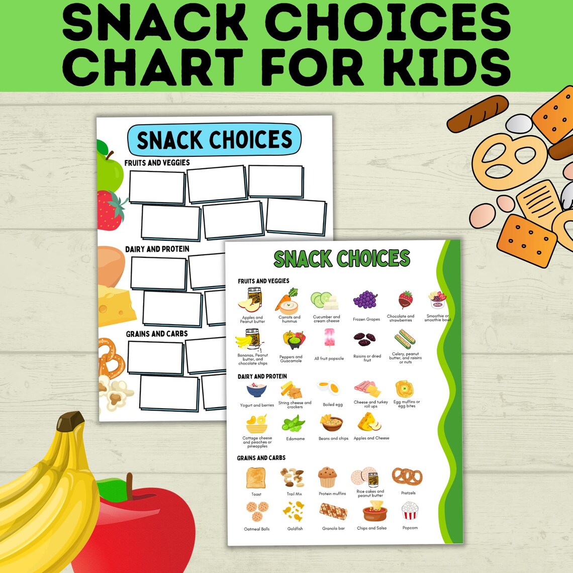 Kid's Snack Chart | Snack Choices Chart | Snacks for Kids | Healthy ...