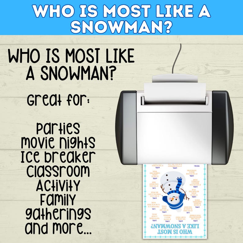 Fun Printable Party Game for Kids, Who is Most Like a Snowman ...